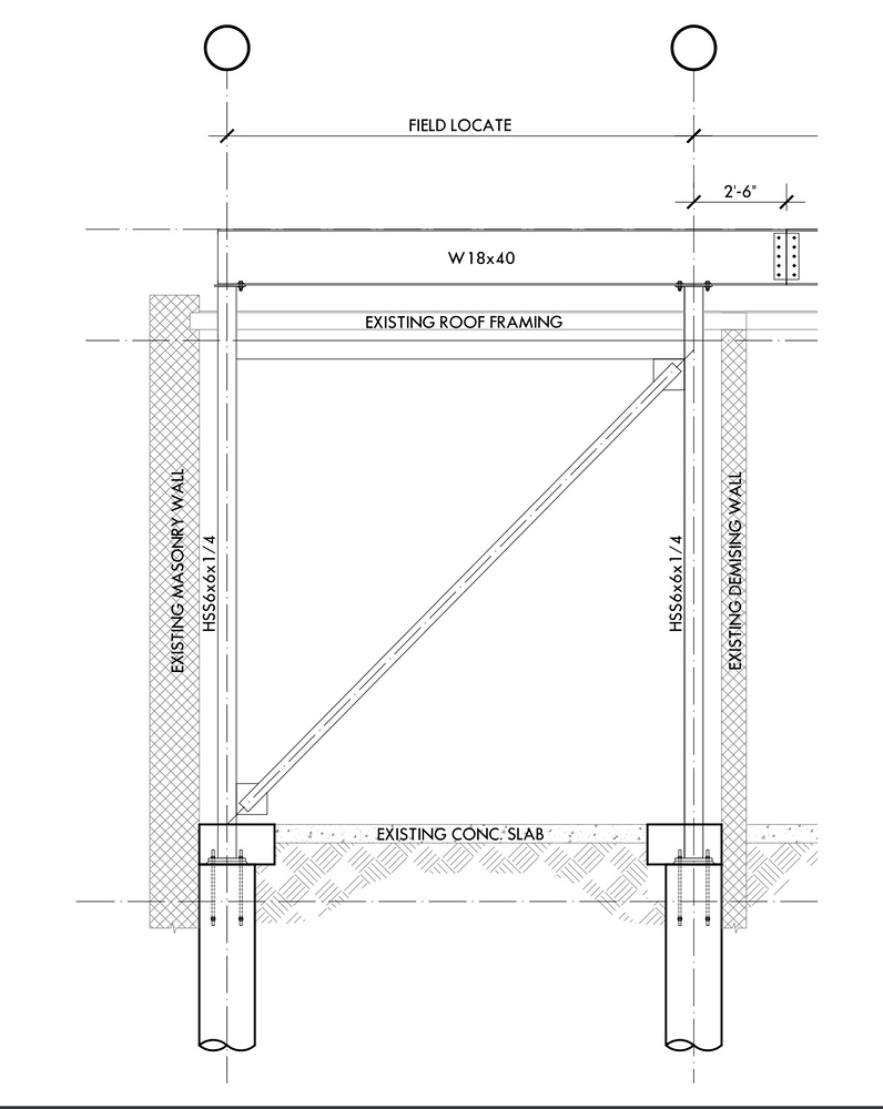 Column Blockout at Diagonal Brace - Constructed Items - SimpliEngineering