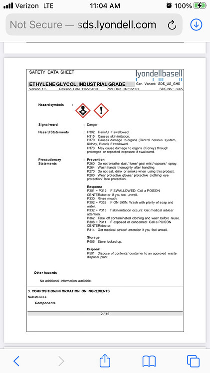 SDS Hazards for Ethylene Glycol - Chemical Engineering general ...